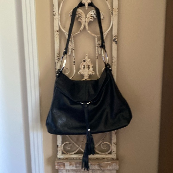 Alfani | Bags | Alfani Black Leather Shoulder Purse Stainless Ring ...